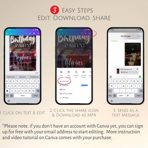 Editable Birthday Party Video Invitation Animated Birthday Invite Black ...