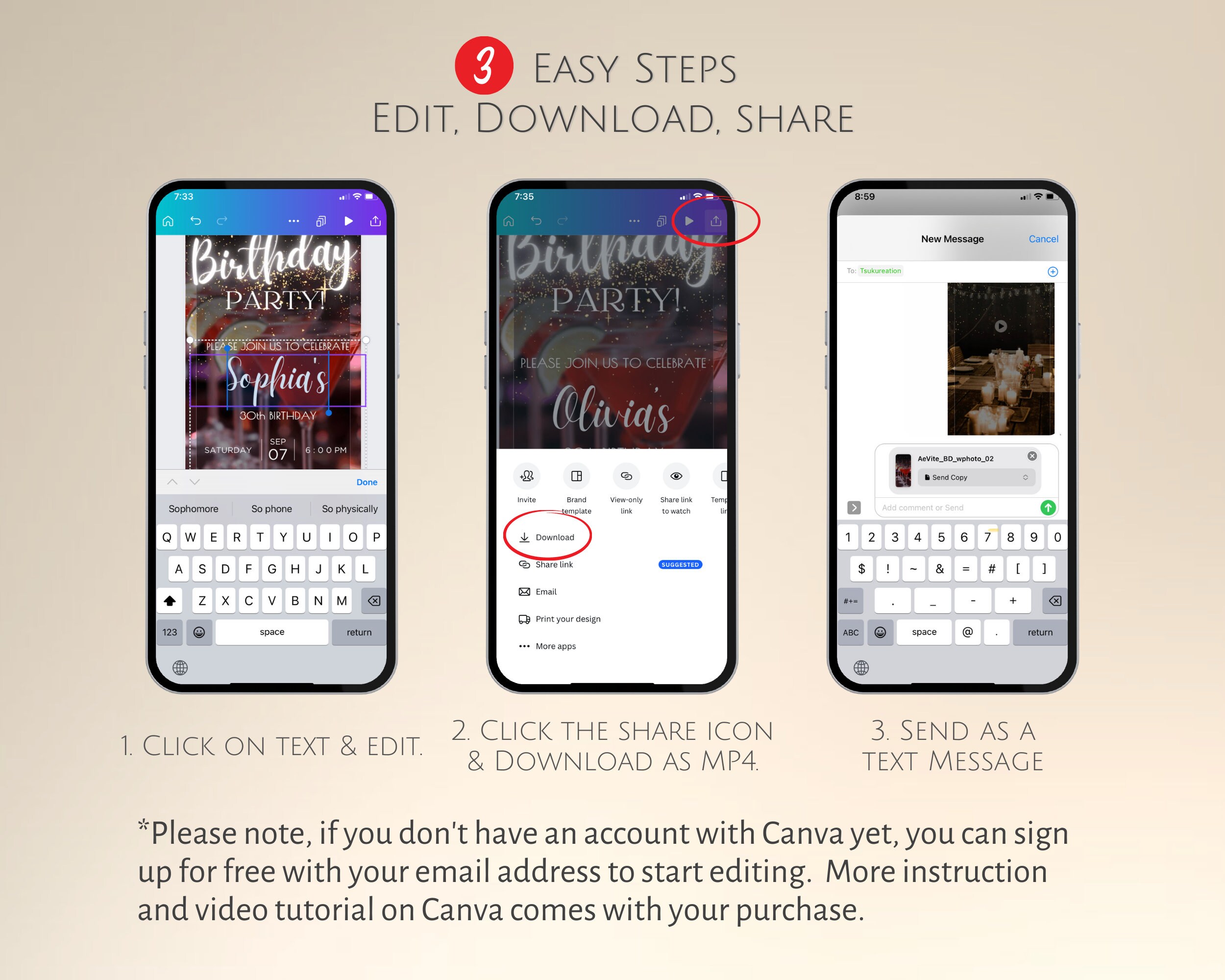 Editable Birthday Party Video Invitation Animated Birthday Invite Black ...