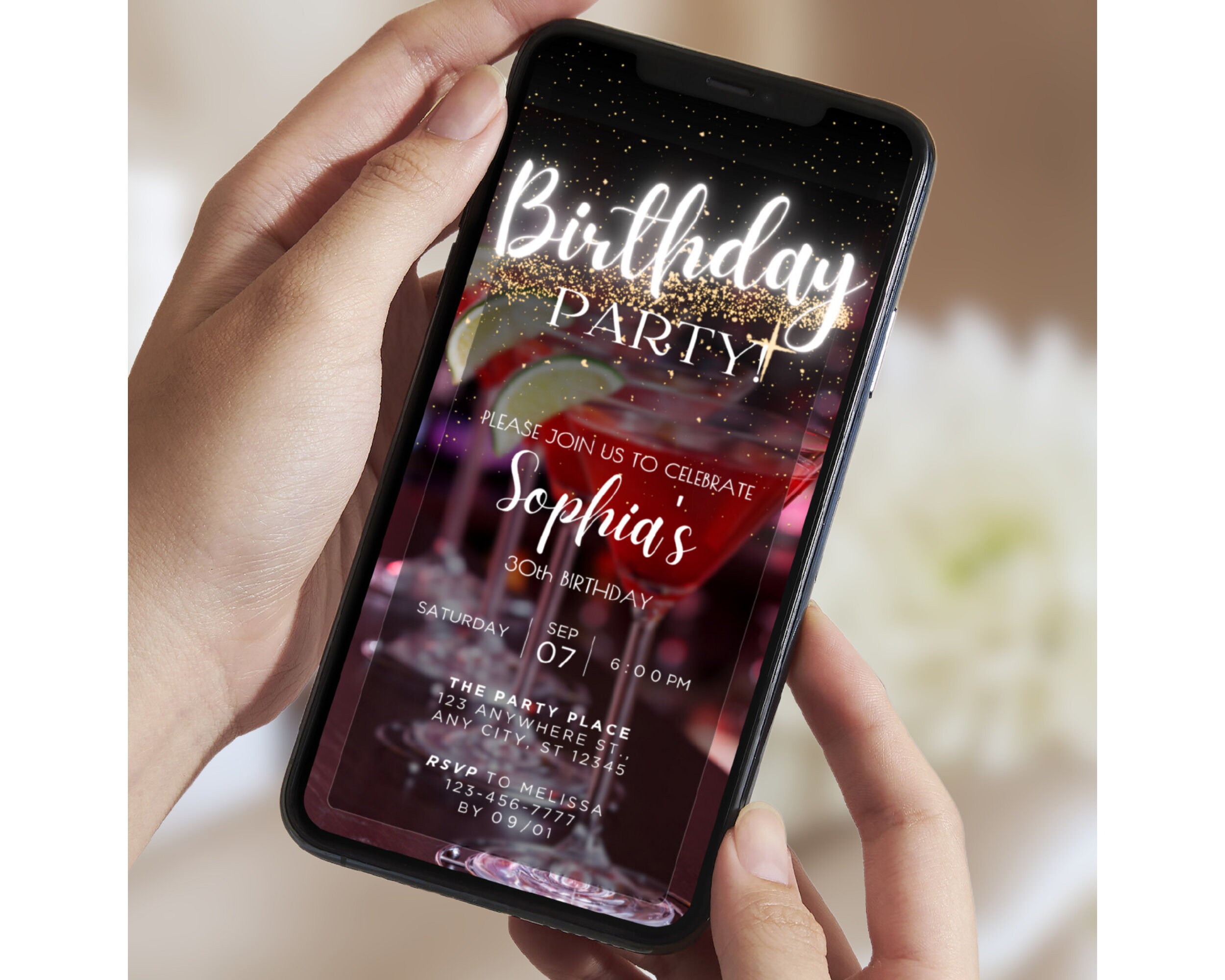 Editable Birthday Party Video Invitation Animated Birthday Invite Black ...