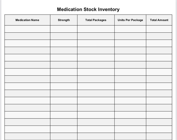 Medication Stock Inventory PDF - Etsy