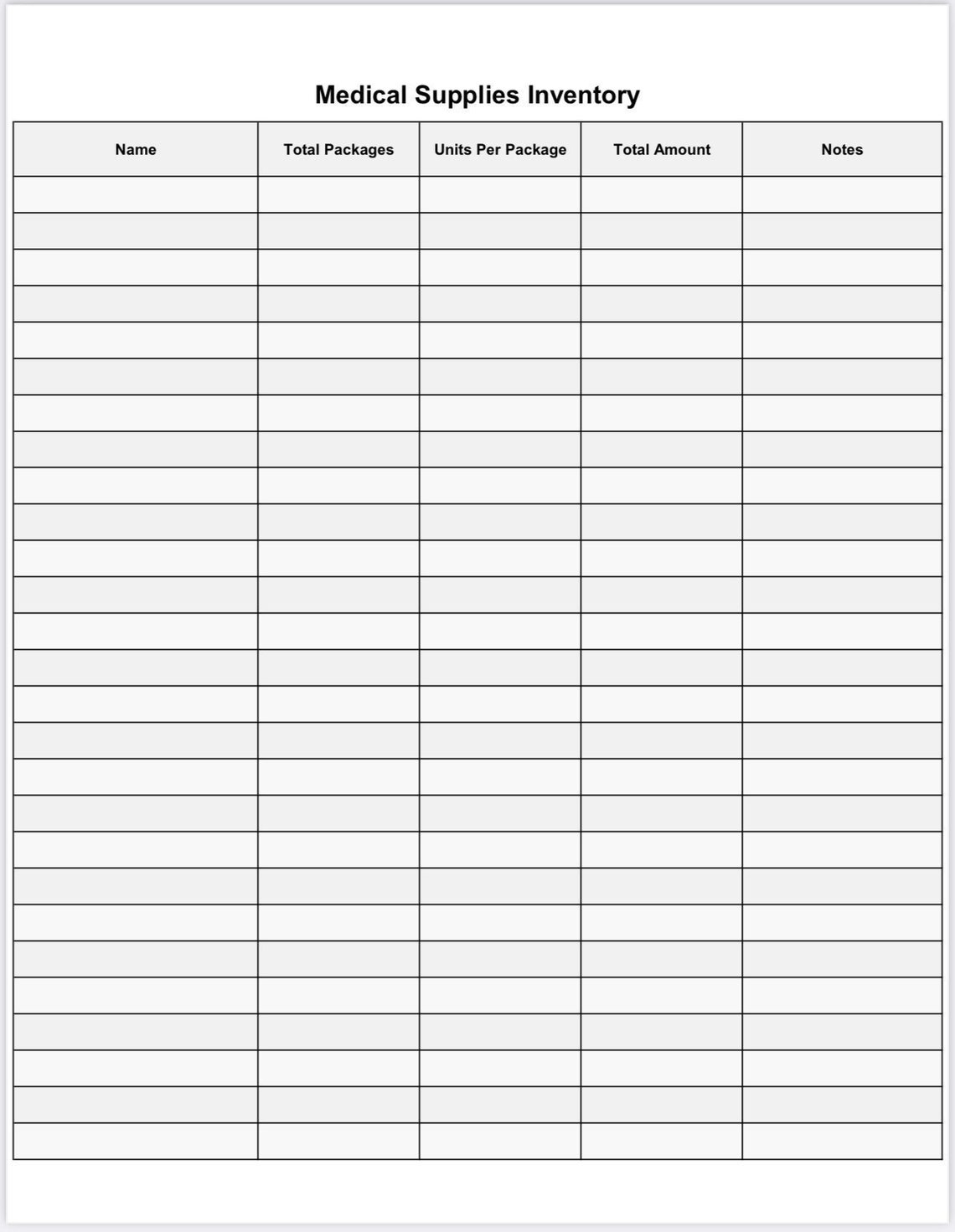 Medical Supplies Inventory PDF - Etsy
