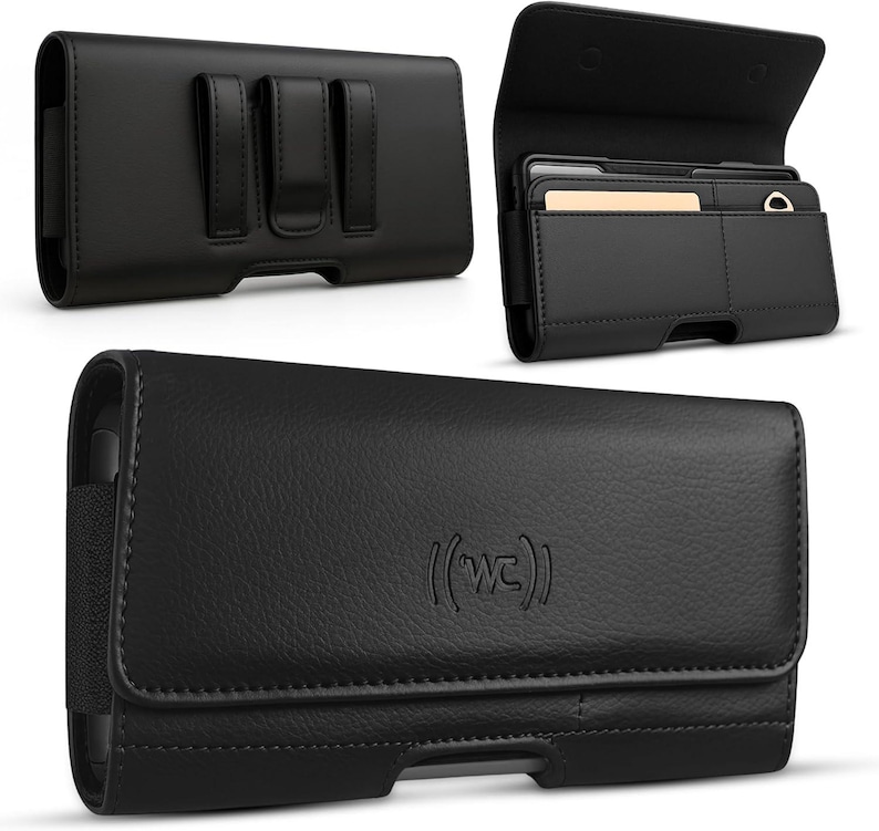 Leather Phone Holster With Card Slots Belt Clip & Loop, PU Leather ...