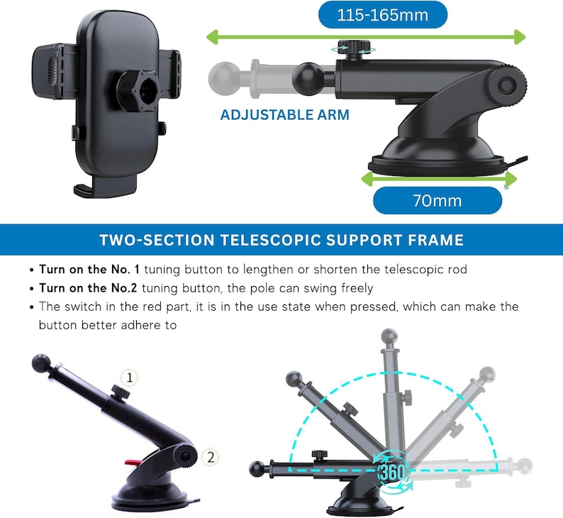 Wireless City Car Phone Holder: Ultra Stable Dashboard & Windshield ...