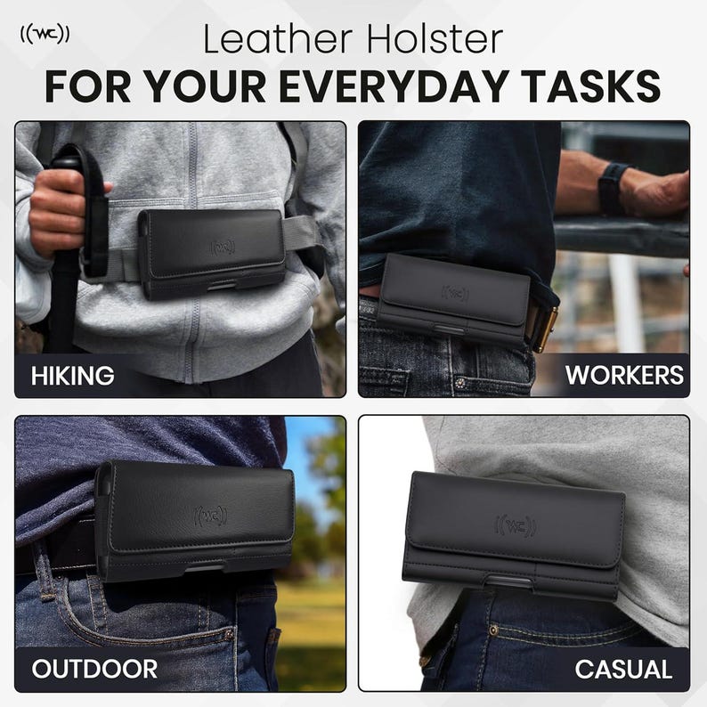Leather Phone Holster With Card Slots Belt Clip & Loop, PU Leather ...