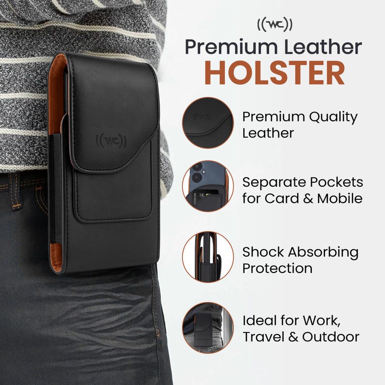 Leather Vertical Phone Holster, iPhone 15 Plus, Belt Clip Case - Etsy