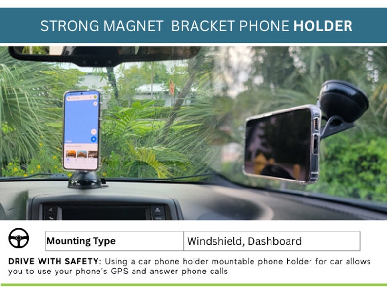Universal Magnetic Car Mount Phone Holder – Secure Fit on Dashboard ...