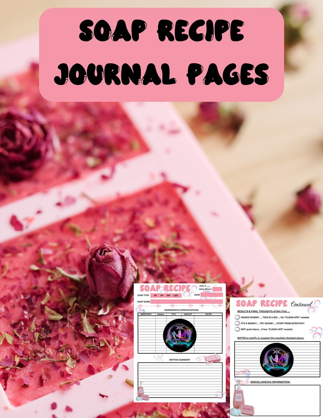 Printable Soap Recipe Journal Pages pink Letter Size - Etsy