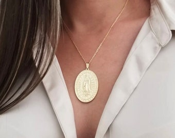 Virgin Mary Necklace Rosary Necklace Blessed Mother Necklace Miraculous ...