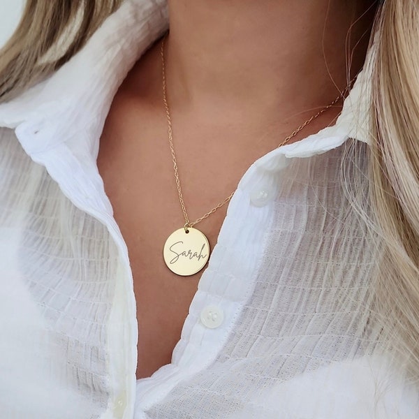 Gold Disc Necklace - Etsy