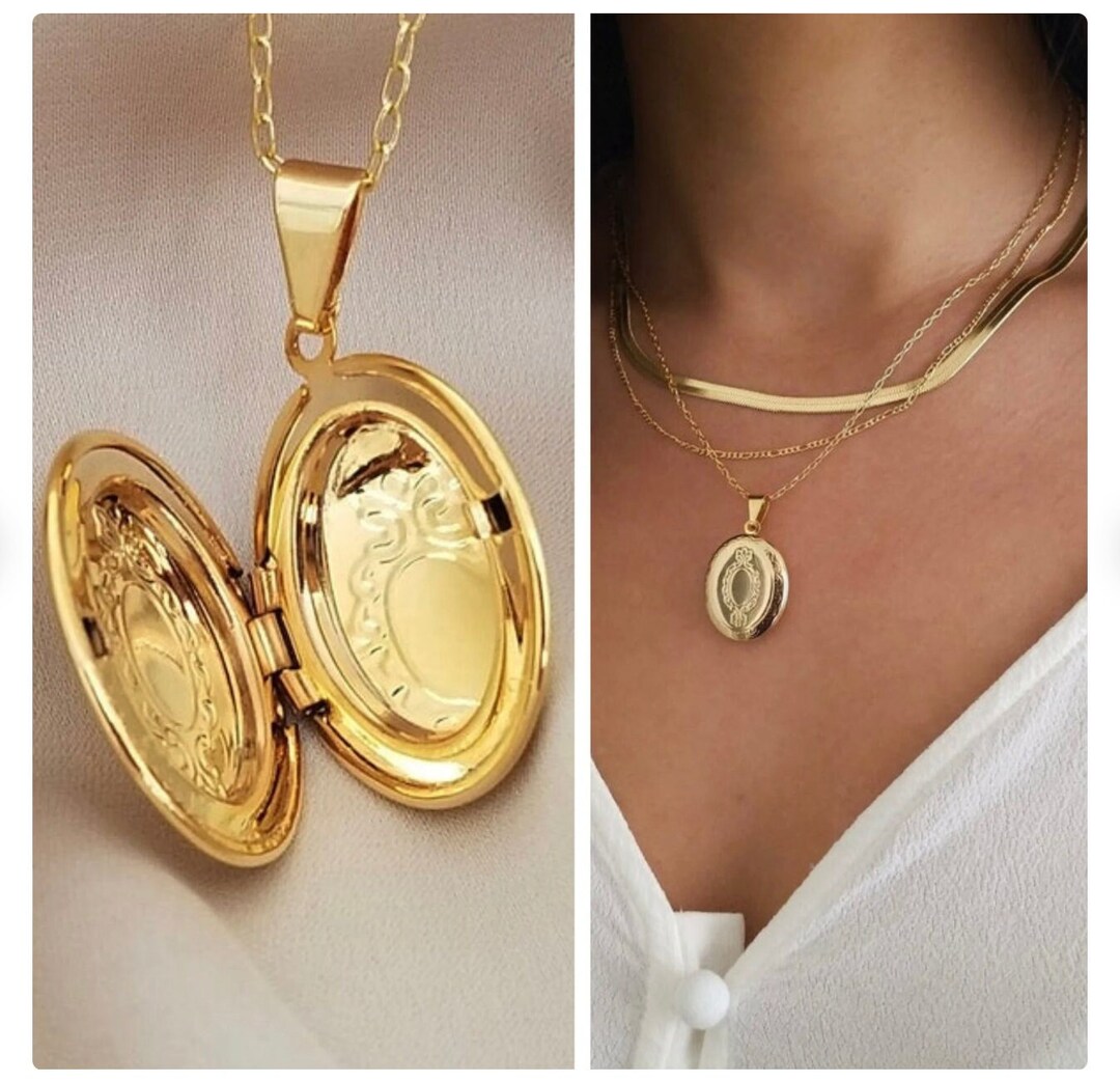 Gold Oval Locket With Photo, Memorial Oval Locket, Mother's Day Gift ...