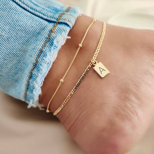 Gold Anklet for Women, (2) Custom Ankle Bracelets, Personalized Anklet ...