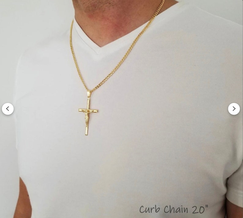 Large 18k Gold Filled Cross Necklace, Gift Box - Etsy