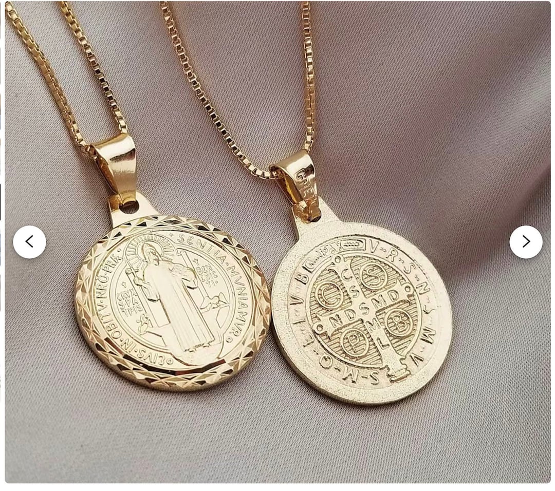 St Benedict Necklace Gold Filled Catholic Protection Medal Religious ...