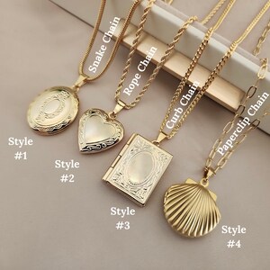 18K Vintage Custom Photo Locket Necklace, Heart Locket Necklace Oval ...