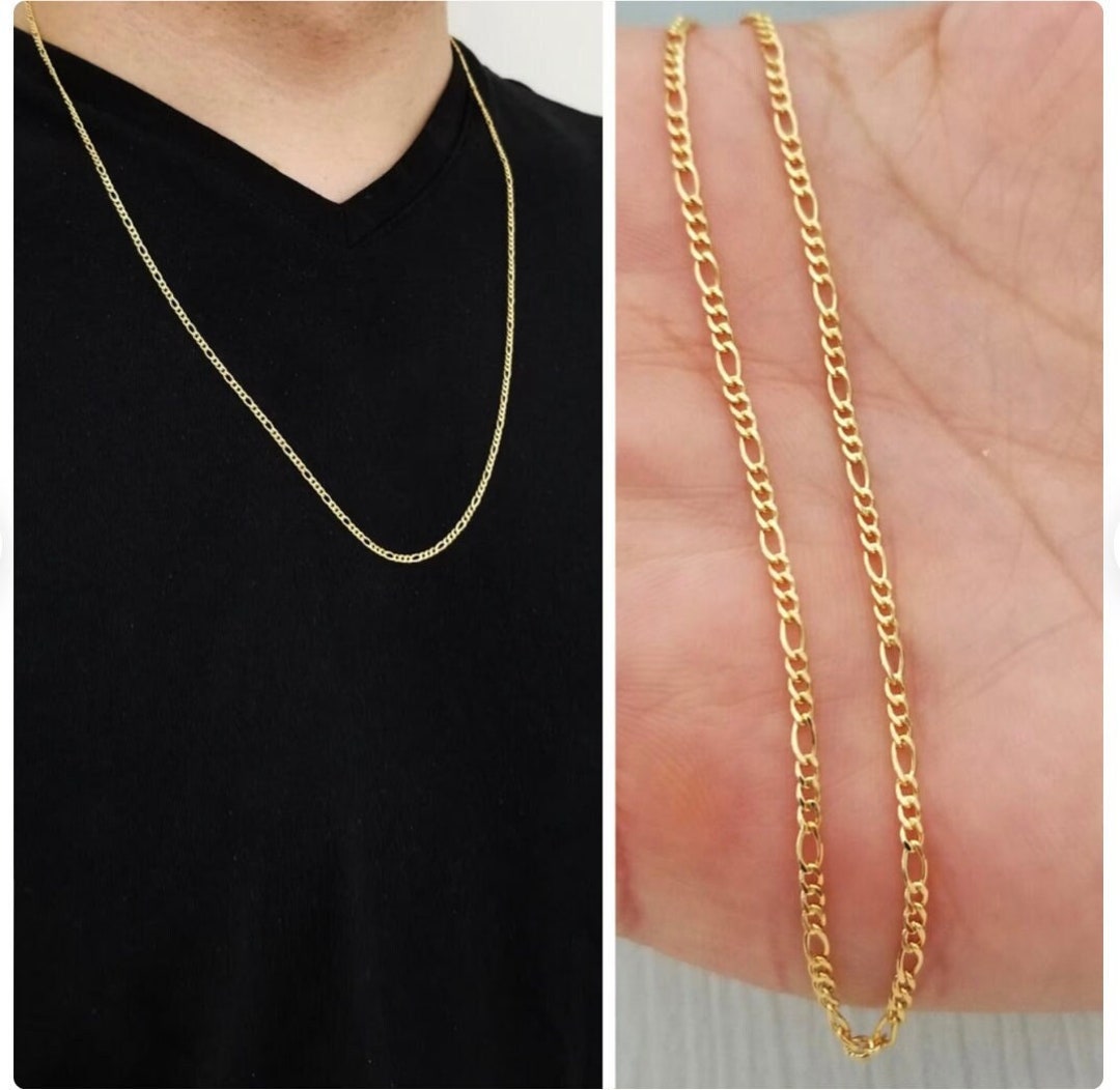 18K Gold Figaro Chain, 18kt Gold Chain, 1.5mm Thick Figaro Chain, 18K ...