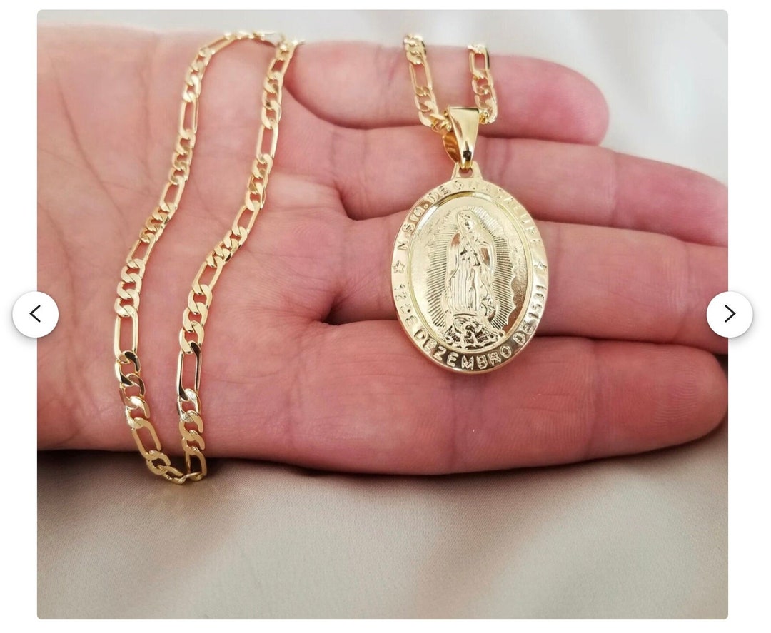 18k Gold Filled Men's Necklace: Mary Pendant Christian Jewelry - Etsy