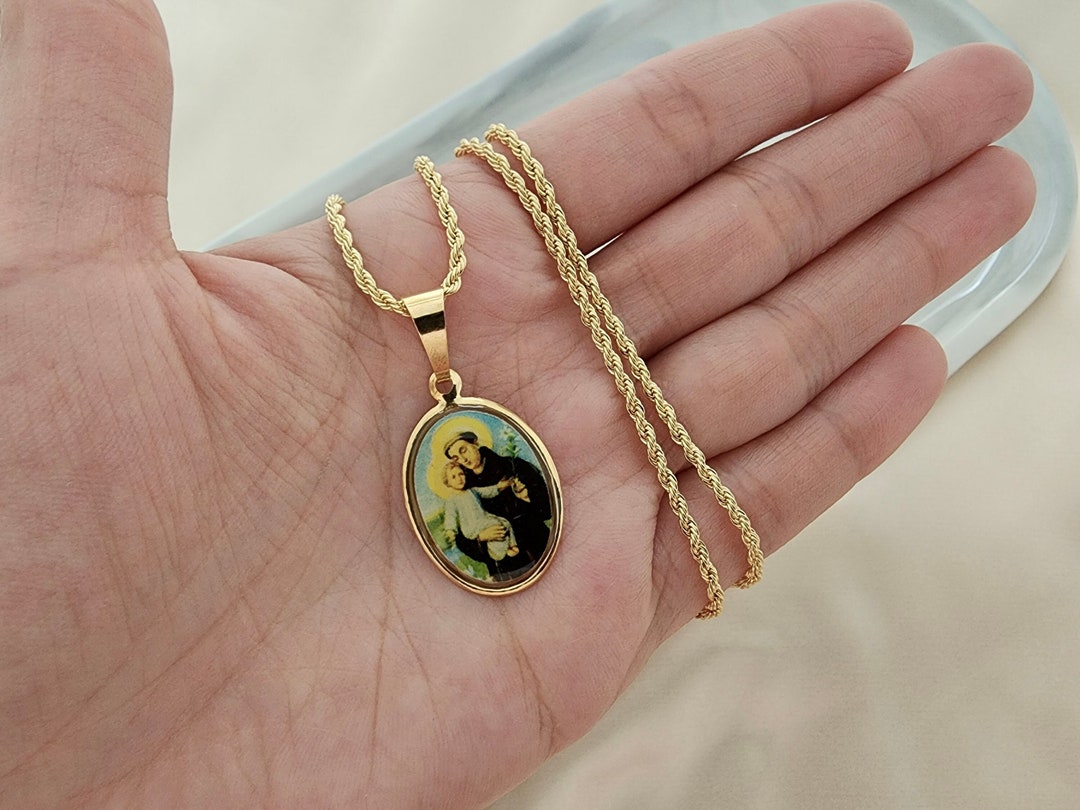 18k Gold Filled St Anthony Necklace, Gold Necklace, Coin Necklace ...
