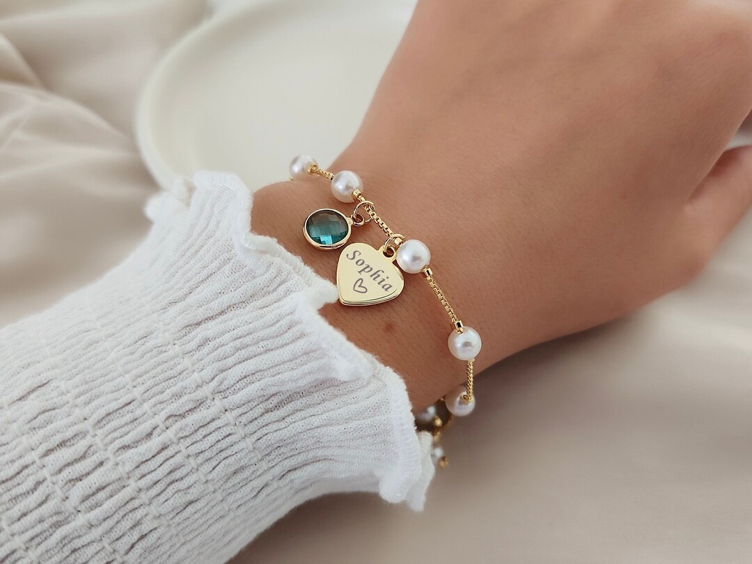 Personalized Pearl Stack Bracelet Hypoallergenic Layering Bracelet ...