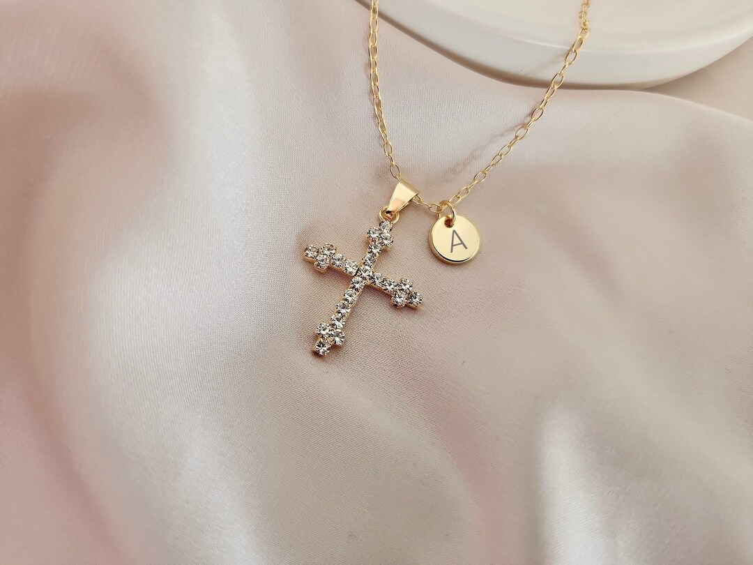 Children's Cross Necklace, Gold Kids Dainty Cross Necklace, Baptism ...