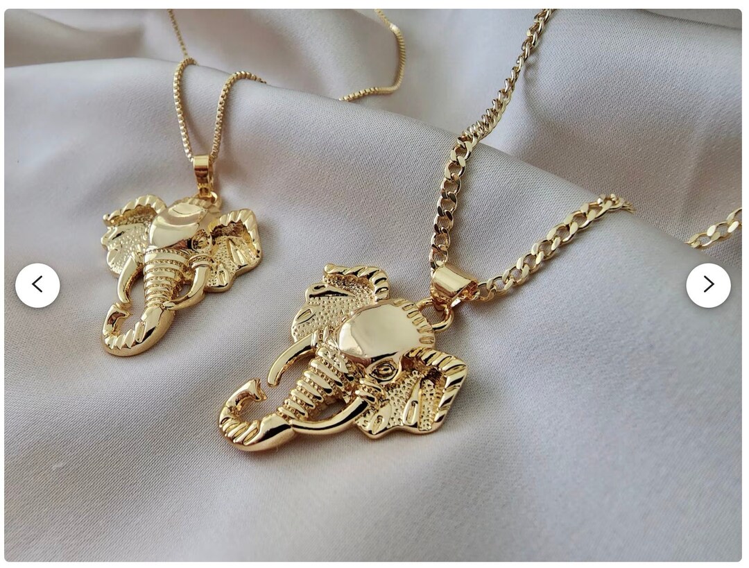 Elephant Necklace With Curb Chain - Etsy