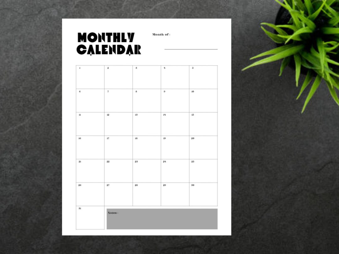 Simple + Retro Monthly Calendar | PDF - Etsy