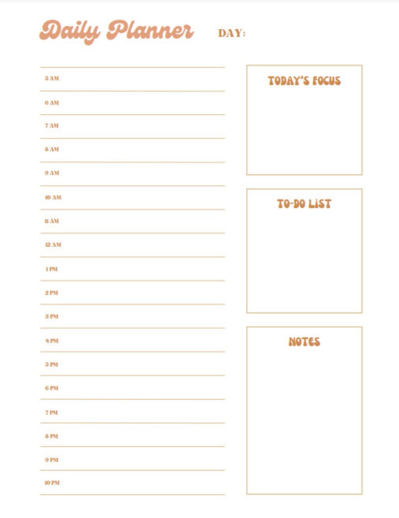 Simple Retro Daily Planner Template | Digital PDF - Etsy