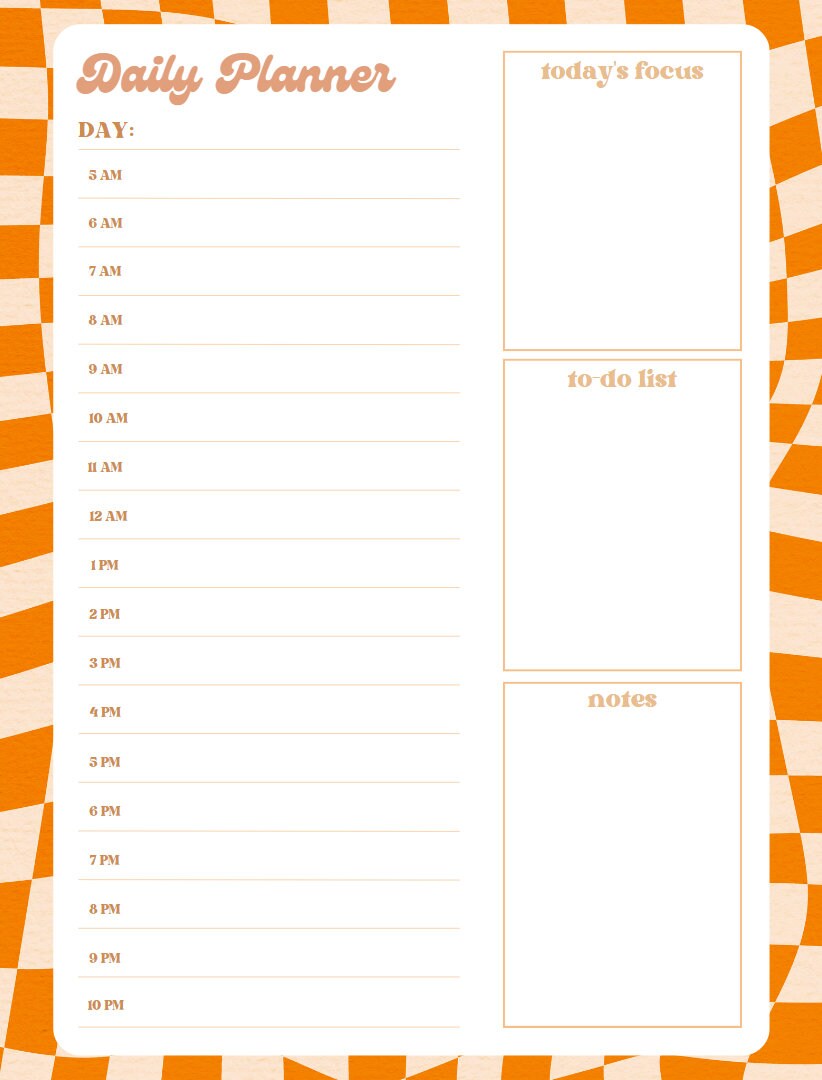 Retro Daily Planner Insert Page Digital PDF - Etsy