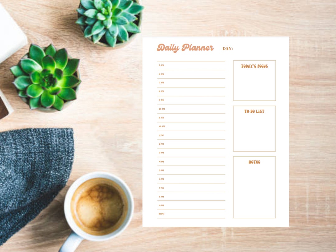Simple Retro Daily Planner Template | Digital PDF - Etsy Australia