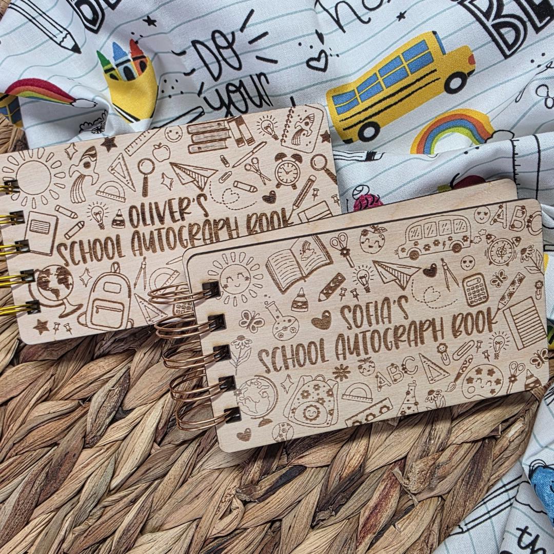 Personalized Mini Wood Autograph Book: School Keepsake, Laser Engraved ...