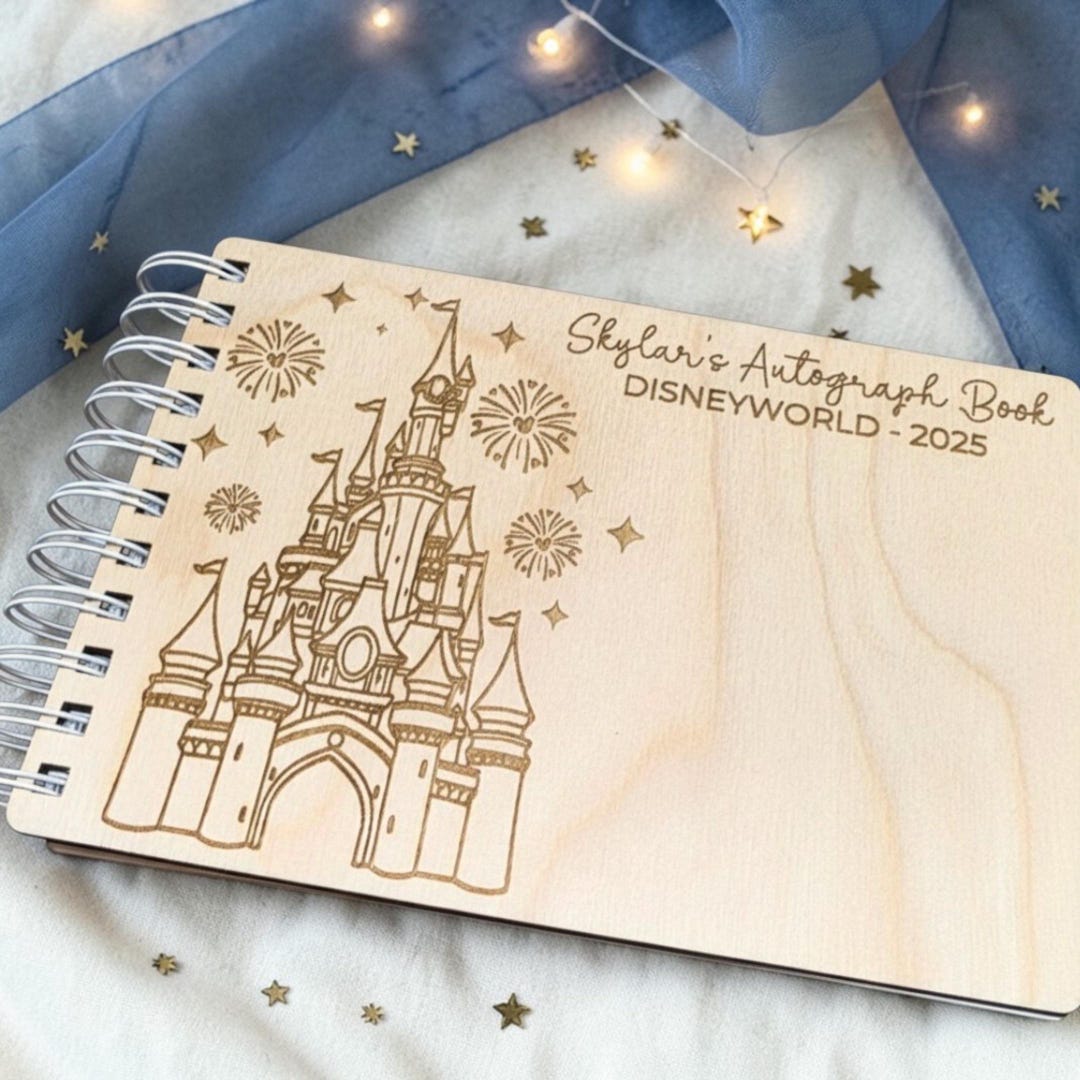 Custom Engraved Castle Wood Autograph Book - Personalized Travel ...