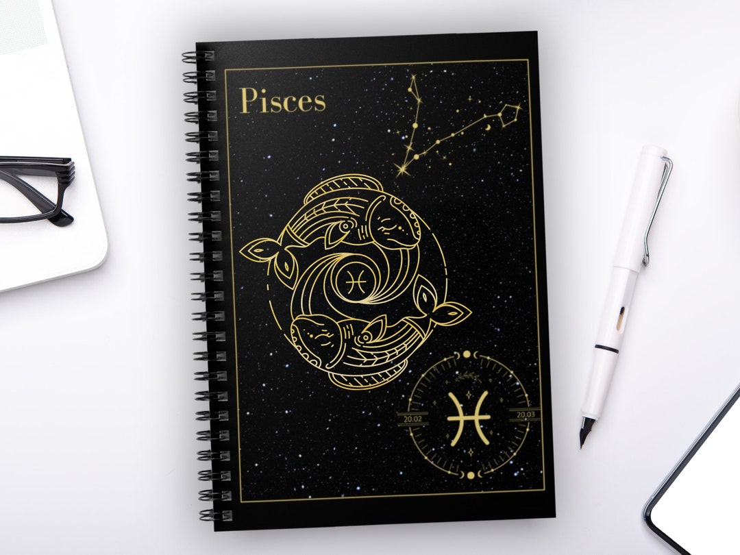 Pisces Zodiac Sign Spiral Notebook Hardcover Journal Astrology Gifts ...
