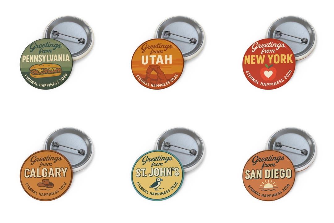 Greetings From State Pins • Eternal Happiness 2026 Buttons • JW ...