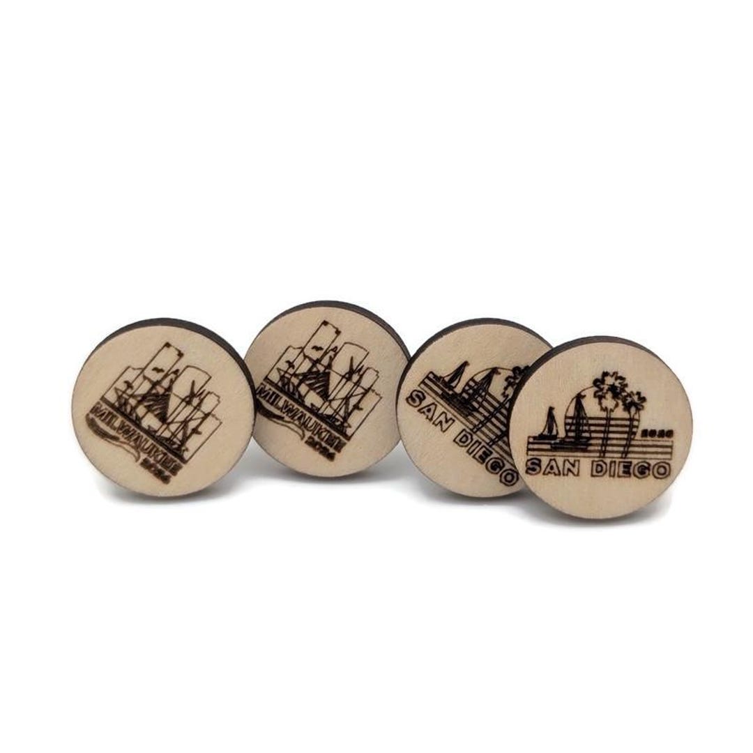 JW 2026 International Convention Wood Cuff Links and Tie Clips, Engraved Gift, Milwaukee, San ...