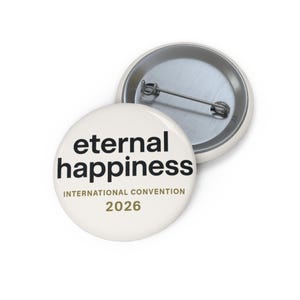 Eternal Happiness Convention 2026 Pin Button – Minimalist Black & Gold ...