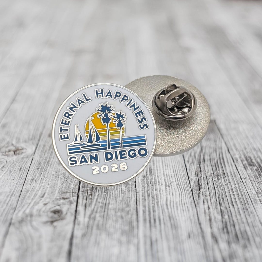 Eternal Happiness 2026 San Diego Enamel Round Pin Button | Sunset ...