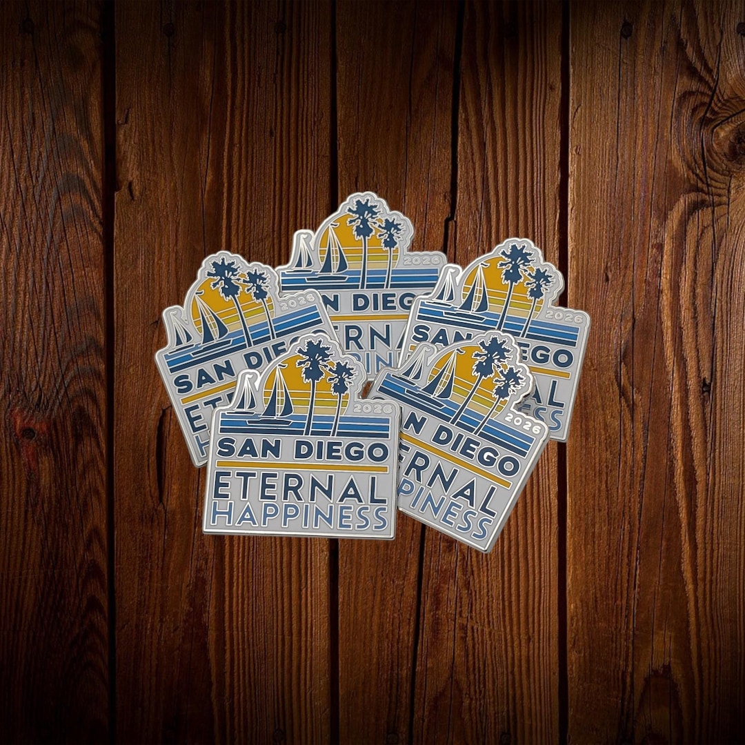 San Diego 2026 Eternal Happiness 2026 | Sunset Palm Tree Souvenir Lapel ...