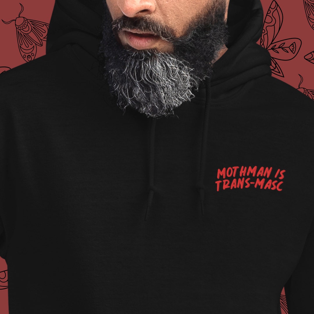Mothman is Trans-masc | Embroidered Hoodie | Cryptid | LGBT - Etsy
