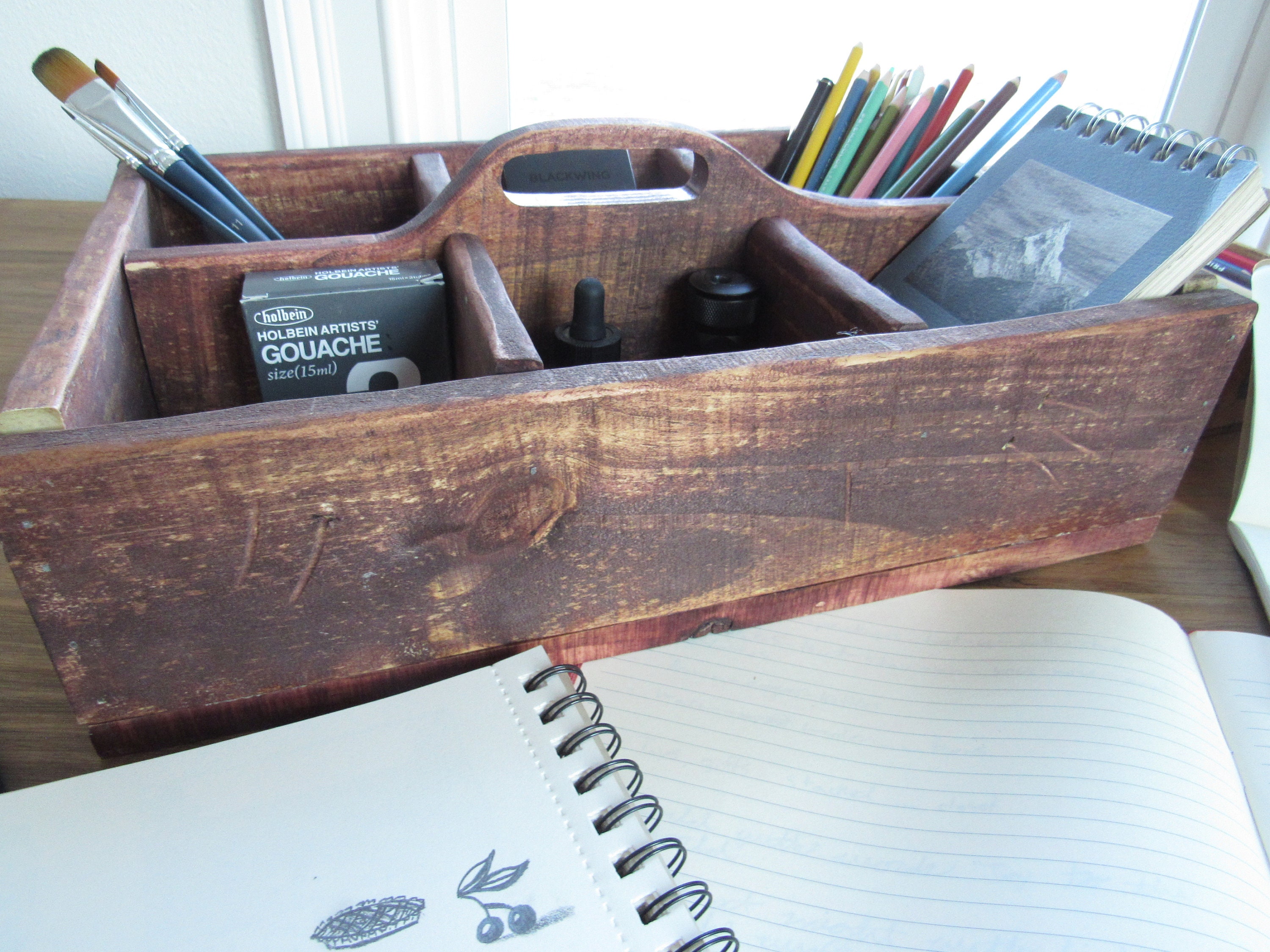 Handmade Rustic Pine Wood Caddy: Hobby & Desk Organizer - Etsy