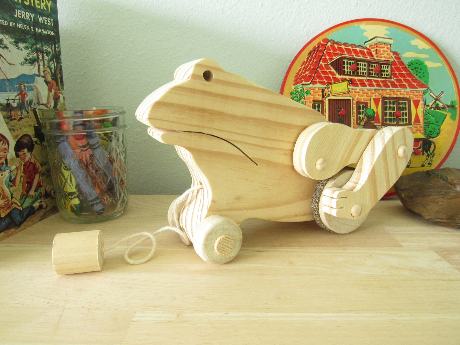 Handmade Wooden Frog Pull Toy - Etsy