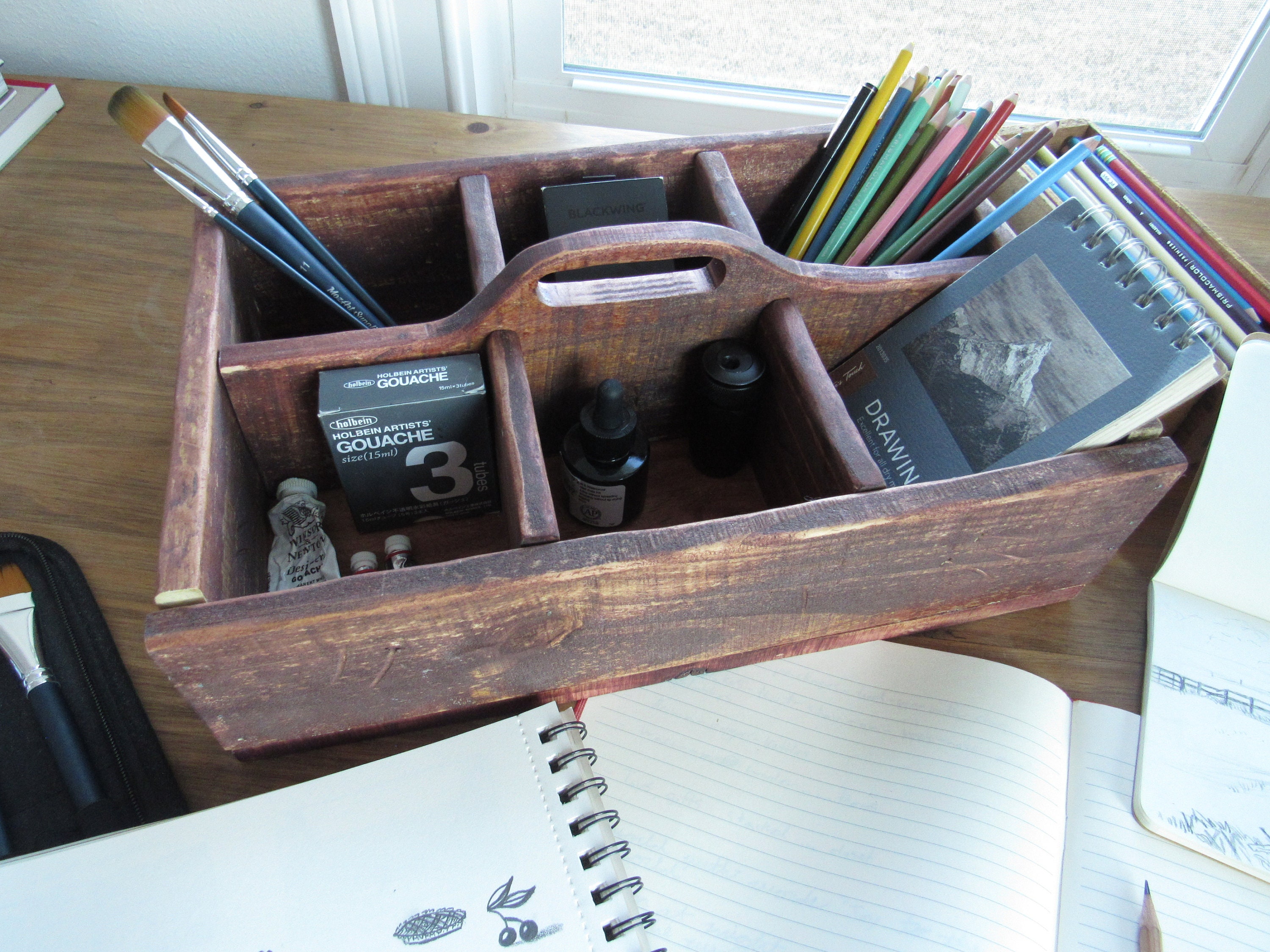 Handmade Rustic Pine Wood Caddy: Hobby & Desk Organizer - Etsy