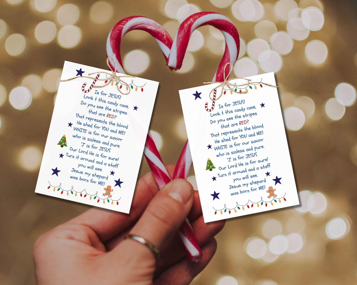 J is for Jesus Printable, Candy Cane Tag, Christian Candy Cane Instant ...