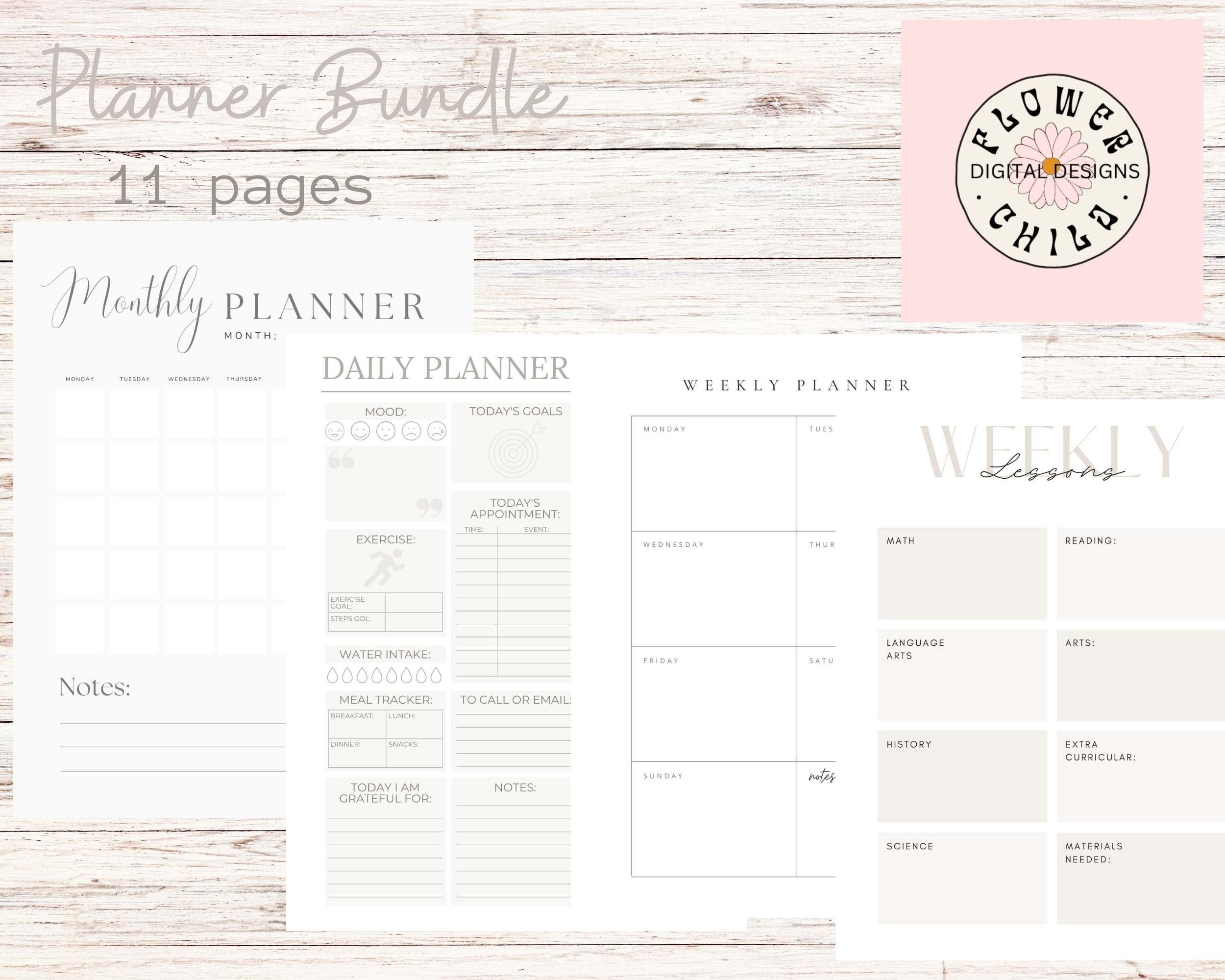 Printable Planner Bundle, Instant Download Planner, Minimalist Planner ...