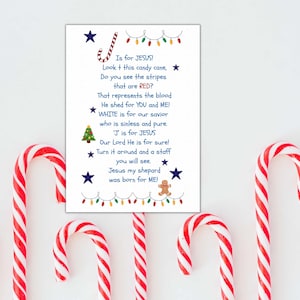 J is for Jesus Printable, Candy Cane Tag, Christian Candy Cane Instant ...