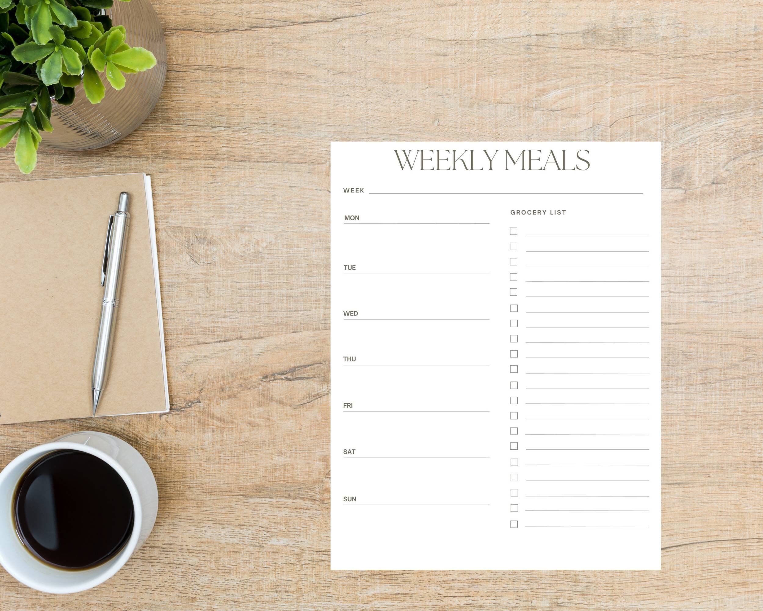 Printable Weekly Meal Planner With Grocery List, Grocery Budget ...