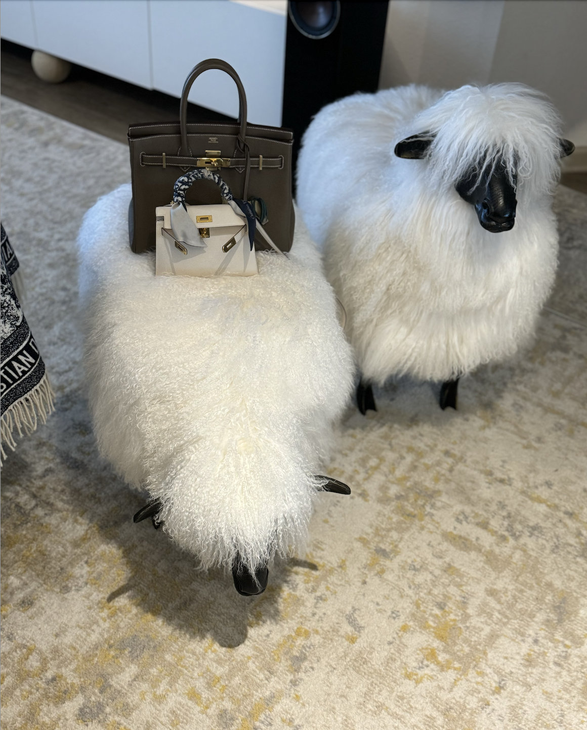 TWO Lalanne Style Couple Sheep Chairs. Luxurious and Fluffy. Life-size ...