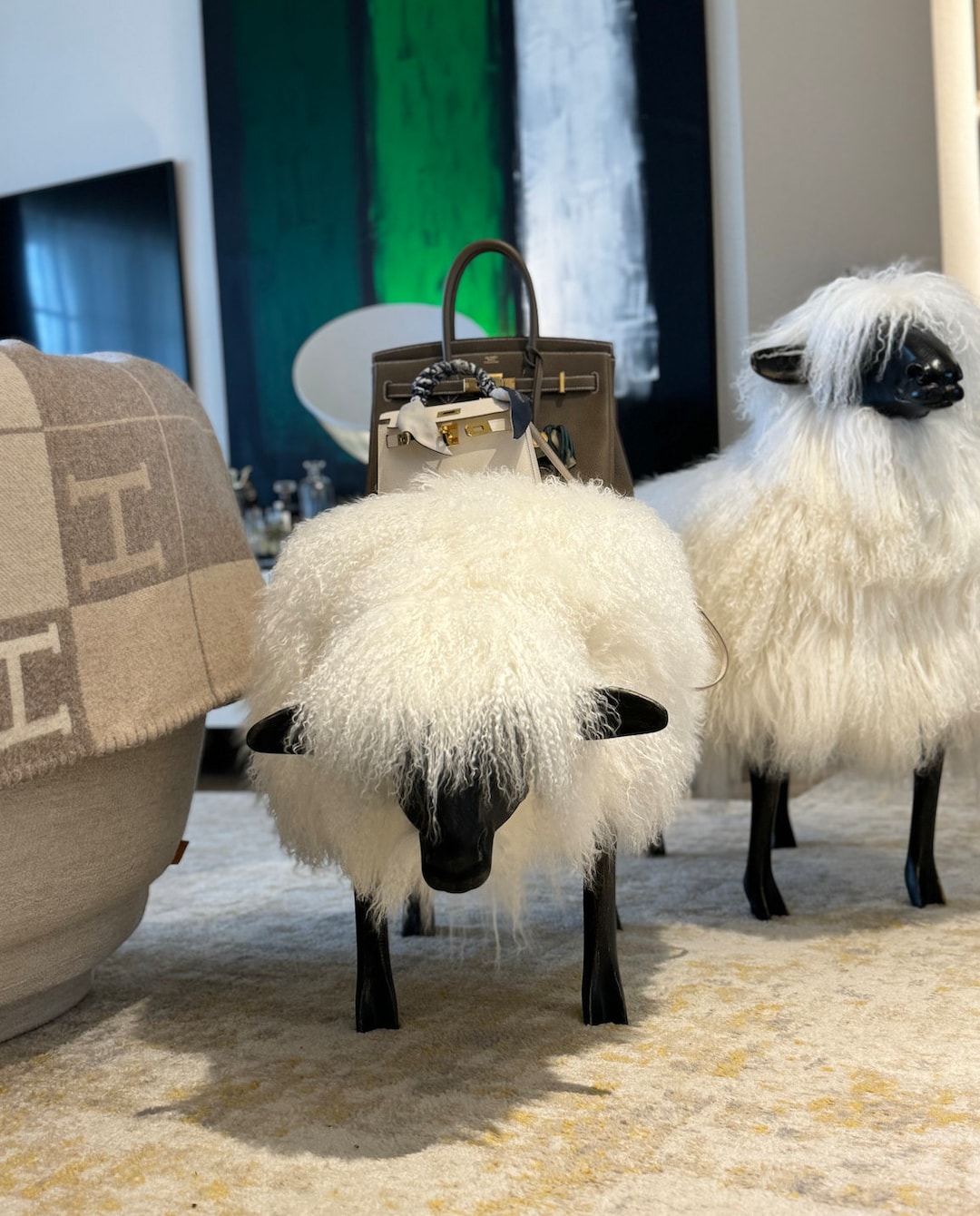 TWO Lalanne Style Couple Sheep Chairs. Luxurious and Fluffy. Life-size ...