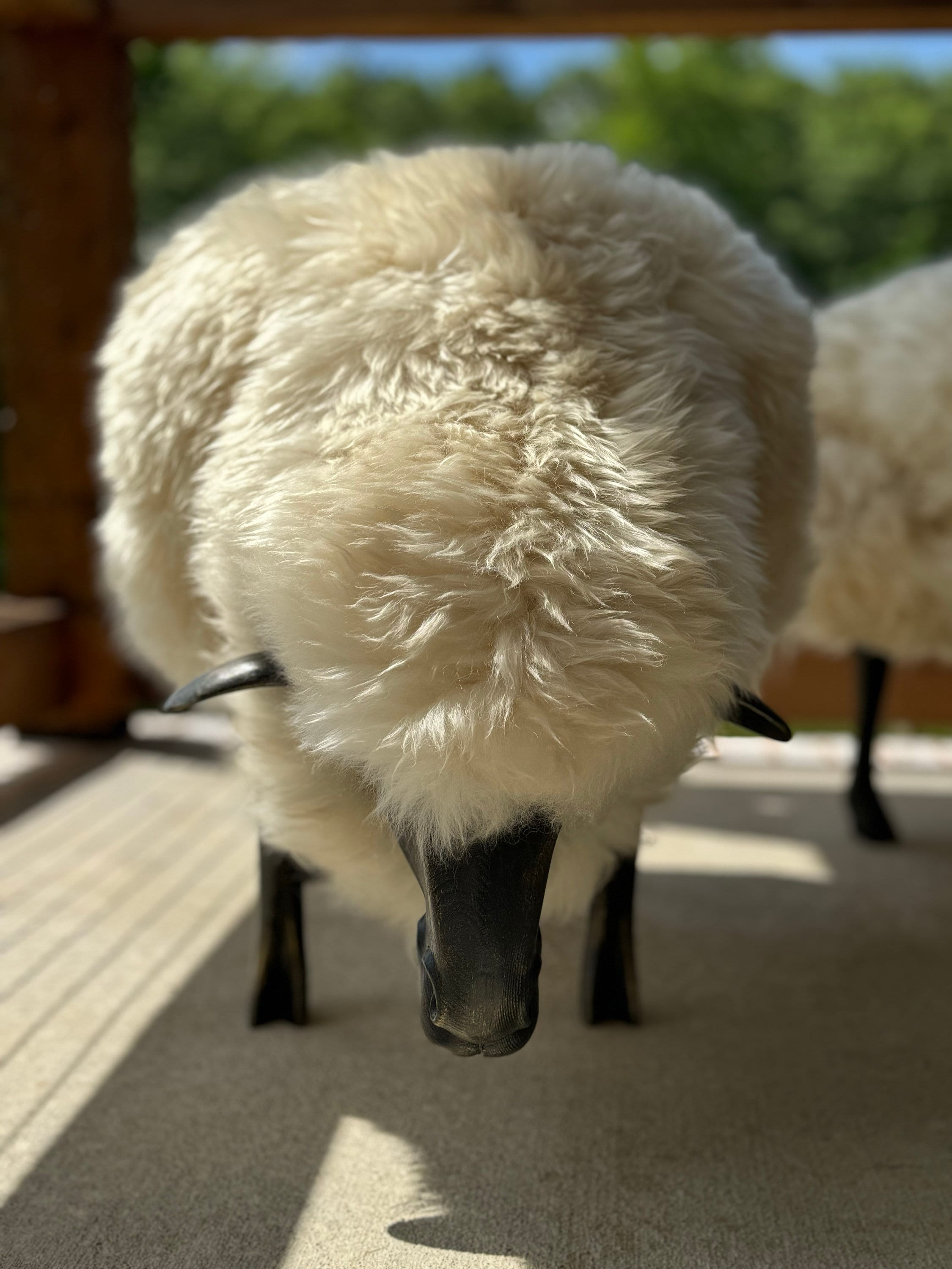 LARGE HIGH-END Grazing Sheep Style Sheepskin Chair in the Style of ...
