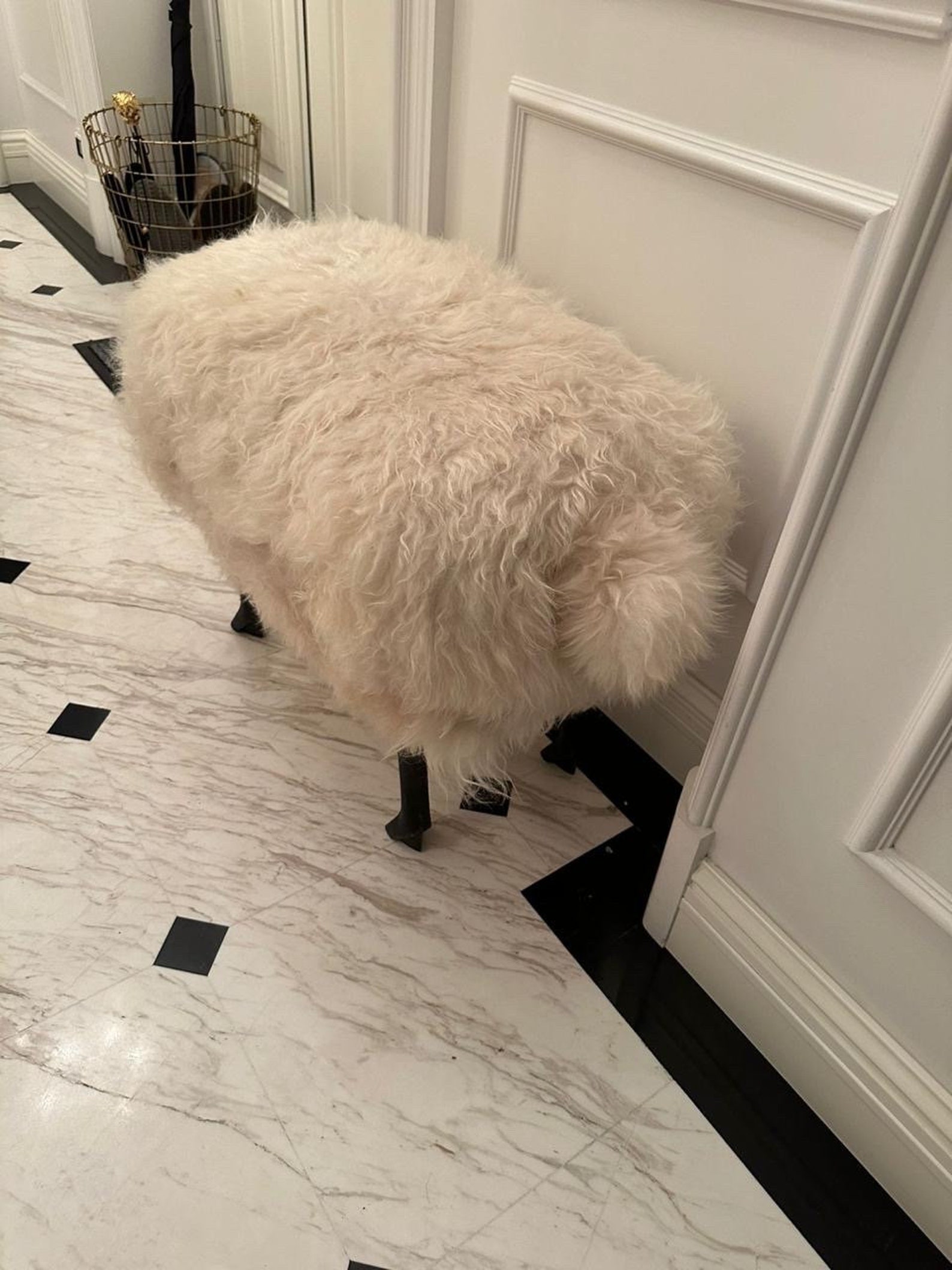 HIGH-END Sheepskin Ottoman/bench - Etsy