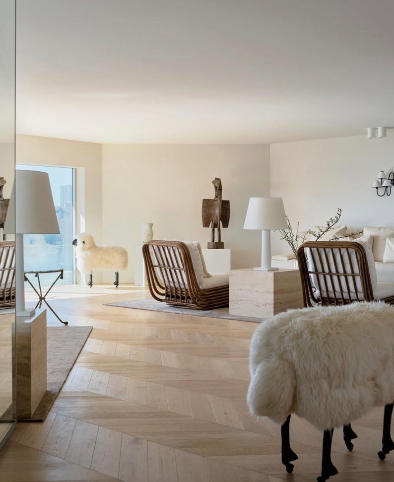 HIGH-END Ottoman/bench Made of Luxurious Sheepskin From England, Bronze ...