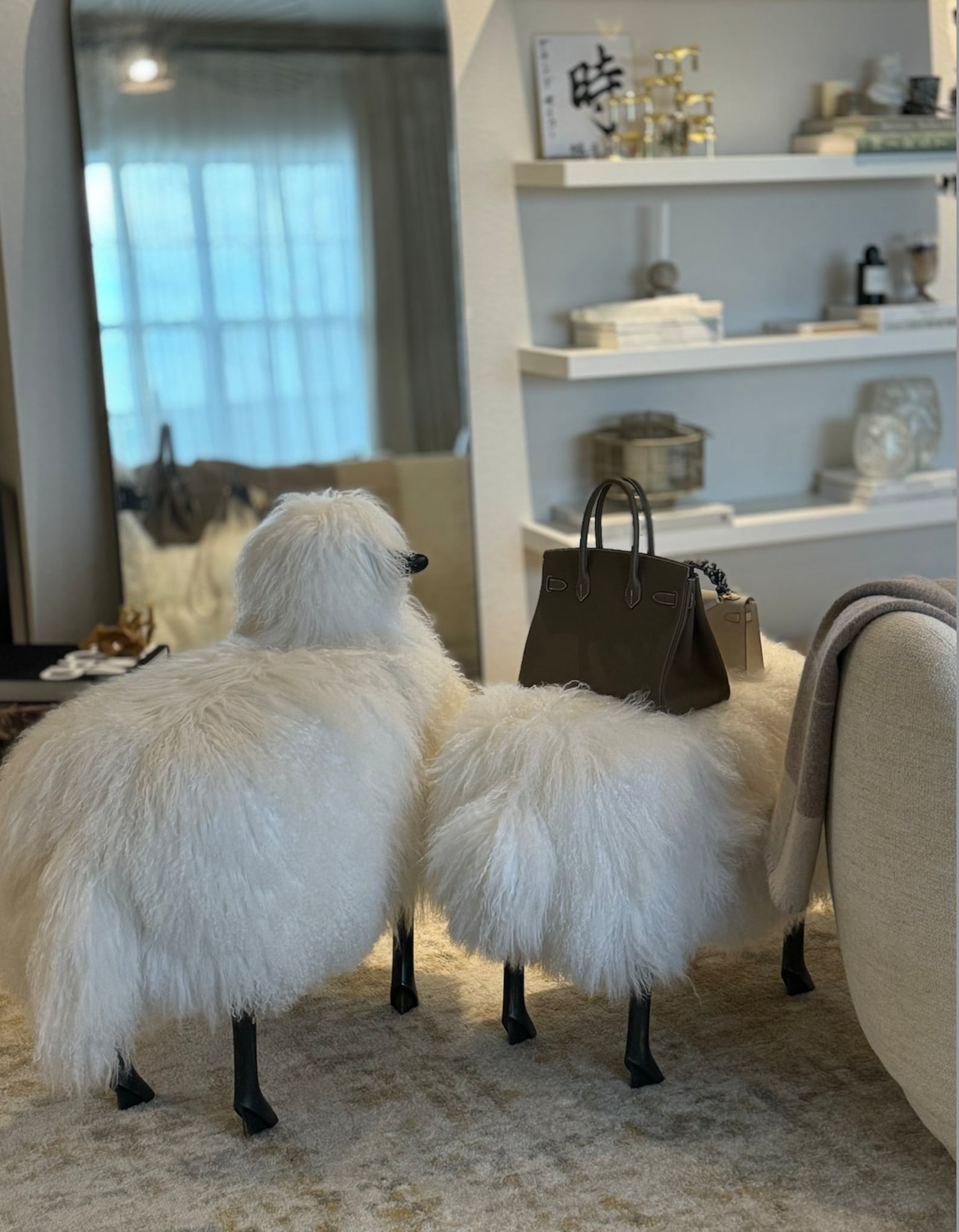 TWO Lalanne Style Couple Sheep Chairs. Luxurious and Fluffy. Life-size ...